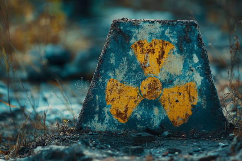 Rusty Radioactive Sign Warns of Danger in Contaminated Area Stock Image ...
