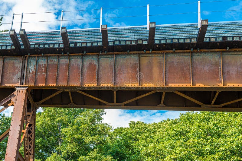 Rusty Railroad Bridge stock image. Image of metal, rail - 159827411