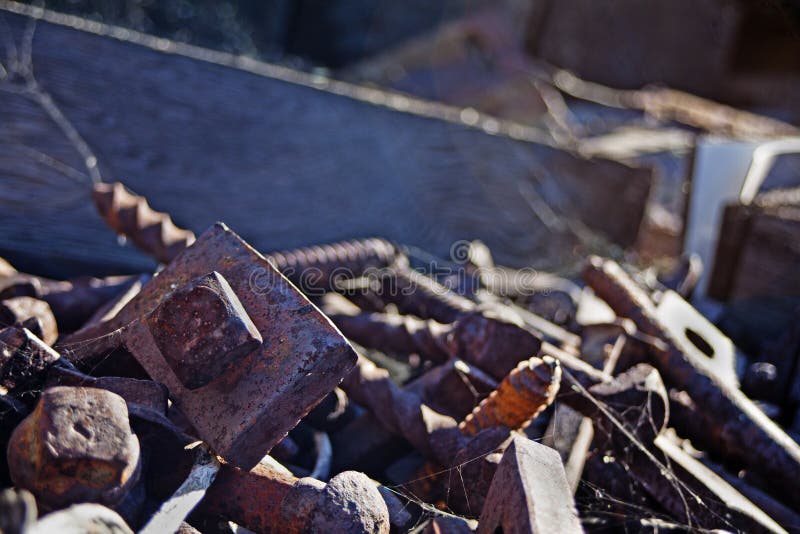 Rusty Railroad Nails in Trash Box Stock Image - Image of nail, objects ...