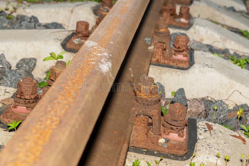 Rusty Railroad Rail. the Concept of the Danger of Rail Transport Stock ...