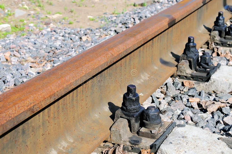 Rusty Rails of the Abandoned Railroad. Stock Photo - Image of ...