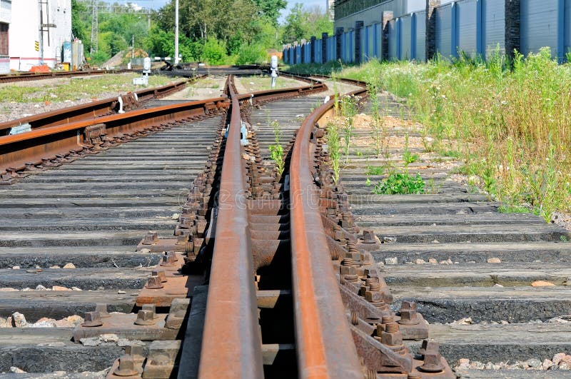 Rusty Rails of the Abandoned Railroad. Stock Photo - Image of gravel ...