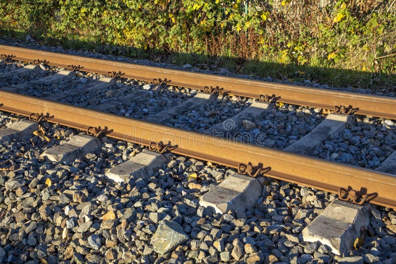 Rusty Rails in Detail in Sunset Stock Photo - Image of iron, rusty ...