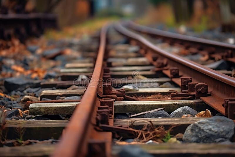Rusty Rails and Wooden Sleepers Close-up Stock Illustration ...