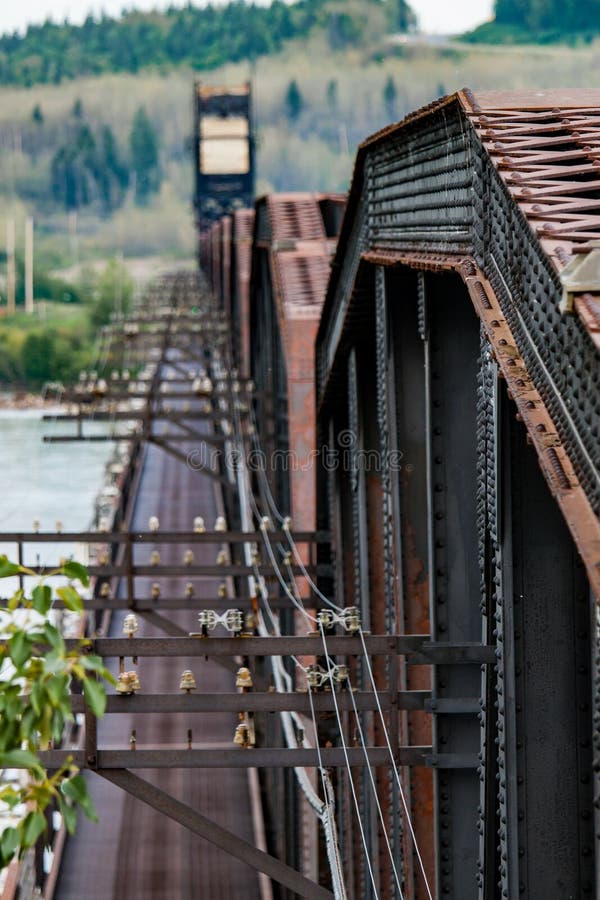 Rusty Railway Bridge Over River Stock Photo - Image of river, rural ...