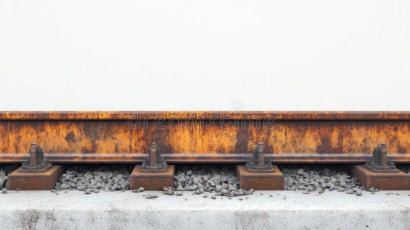 Rusty Railway Tracks Against a White Wall Stock Photo - Image of ...