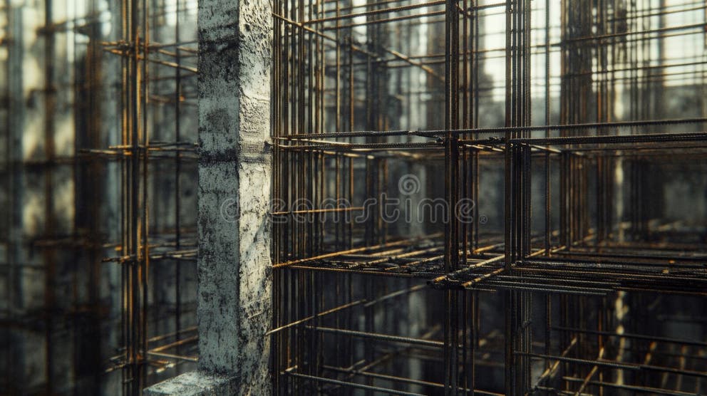 Rusty Rebar Grid Construction Framework Stock Illustration ...
