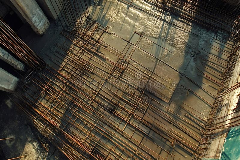 Rusty Rebar Grid Preparing Concrete Pour Construction Site Stock Photos ...