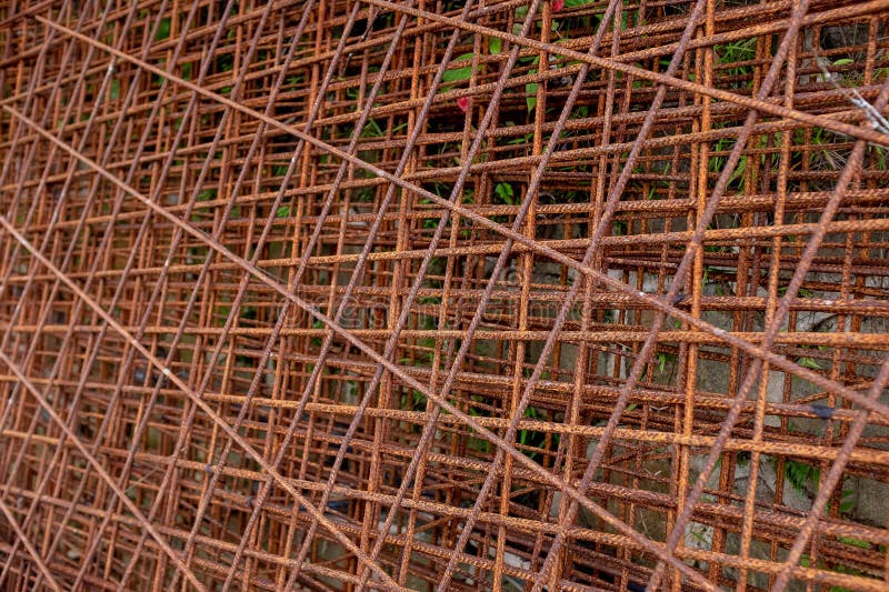 Rusty Rebars Laid Out in the Open in a Building Construction Site Stock ...