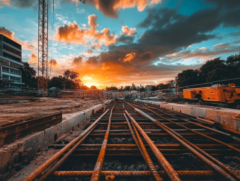 Rusty Rebars Waiting for Concrete Pouring at Construction Site during ...