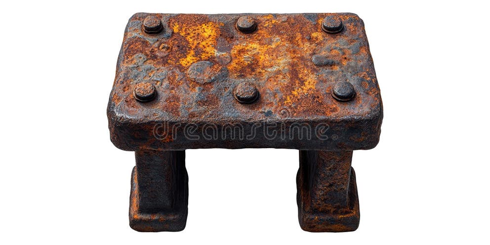 Rusty Rectangular Metal Block with Bolts Isolated on Transparent ...