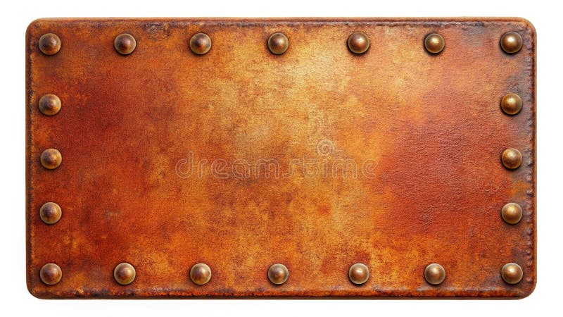 Rusty Rectangular Metal Plate with Rivets Isolated Industrial Grunge ...