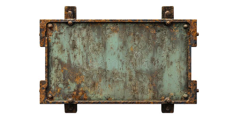 Rusty Rectangular Metal Sign Isolated on Transparent Background Stock ...