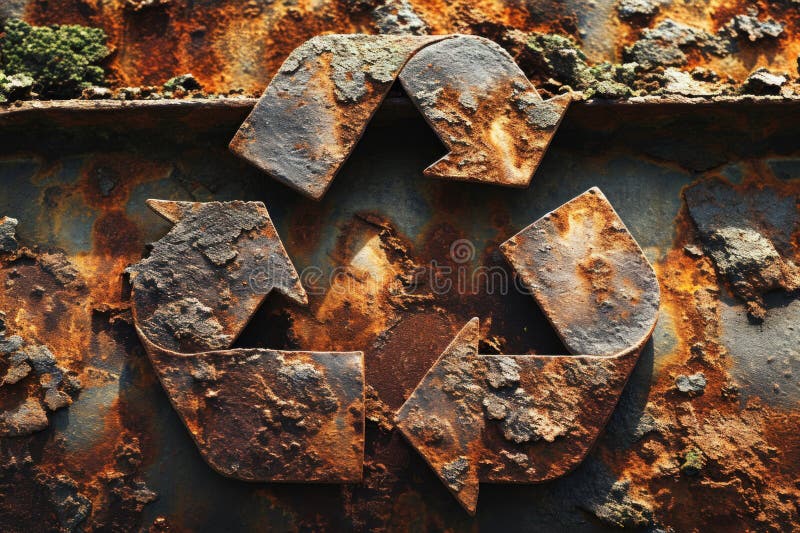 A Rusty Recycle Symbol on a Rusty Surface Stock Illustration ...