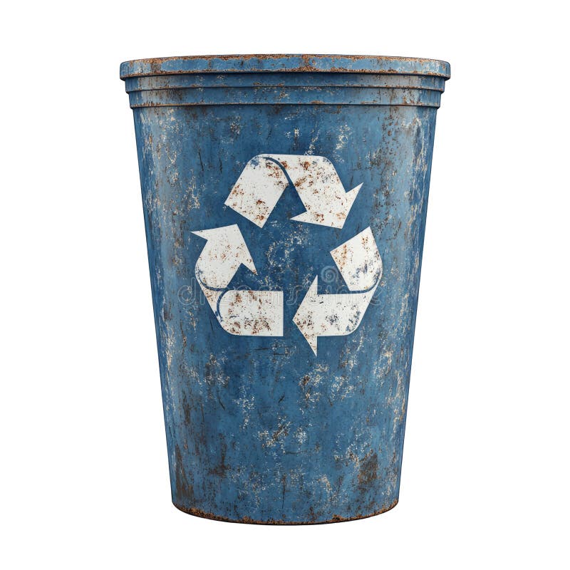 Rusty Recycling Bin, Isolated. Environment, Waste Management Concept ...