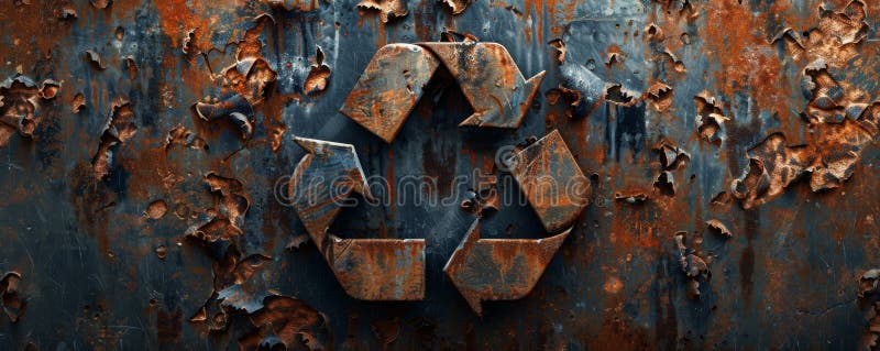 Rusty Recycling Symbol on a Corroded Metal Surface, Environmental Decay ...
