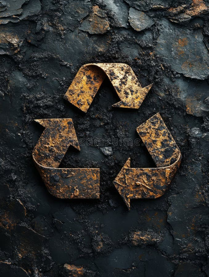 Rusty Recycling Symbol on a Textured Dark Surface Stock Photo - Image ...