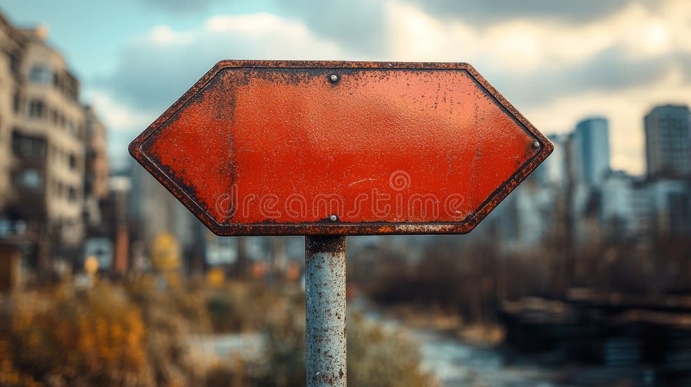 Rusty Red Arrow Signpost in an Urban Setting Stock Photo - Image of ...