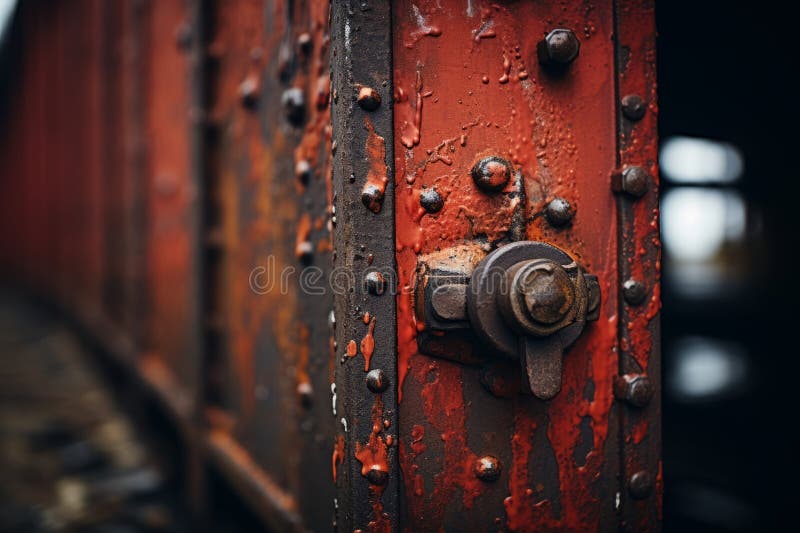 A Rusty Red Door with a Lock on it Stock Illustration - Illustration of ...