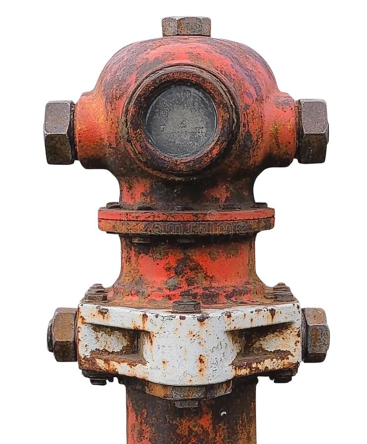 Rusty Red Fire Hydrant - Isolated on White Stock Photo - Illustration ...