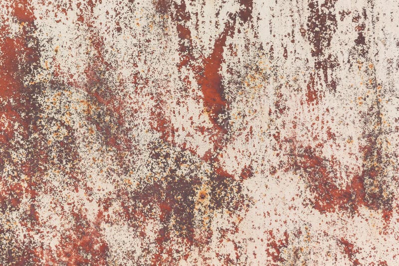 Rusty Red Metal Texture Background with Cracked White Paint. Abstract ...