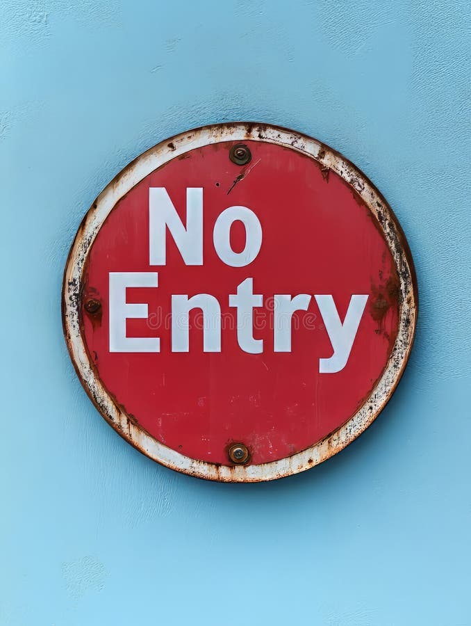 Rusty Red No Entry Sign Blue Background Stock Photos - Free & Royalty ...