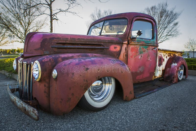 Rusty Red Pick-Up Truck stock image. Image of retro - 175881573