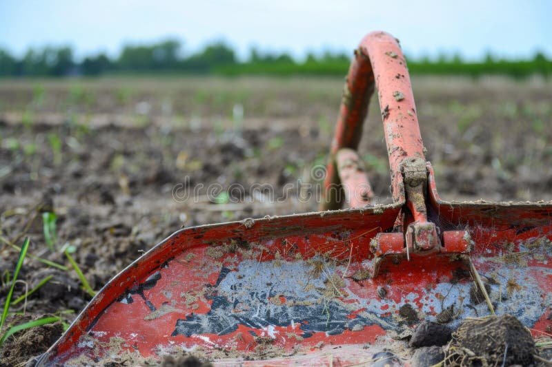 Rusty Red Plow Lying on the Ground in a Plowed Field Stock Photo ...