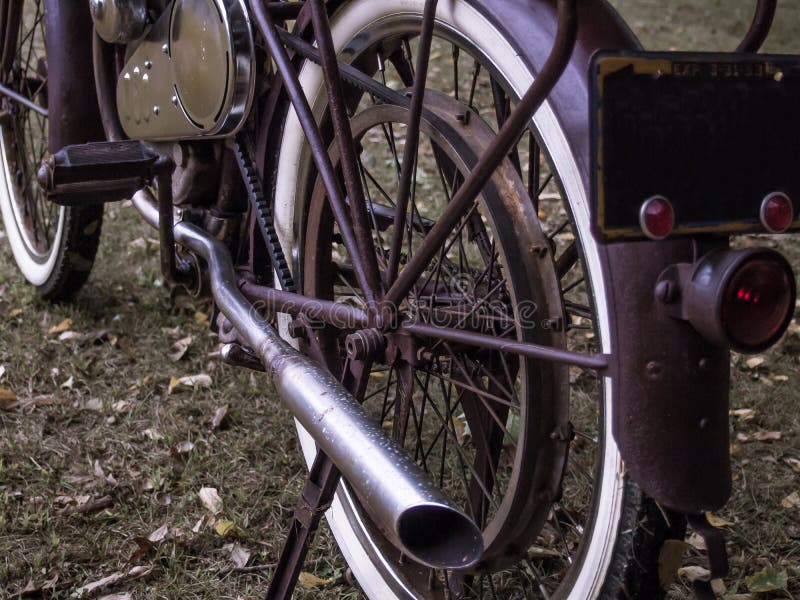 Rusty Motorized Retrofit Bicycle with White Wall Tires Stock Image ...