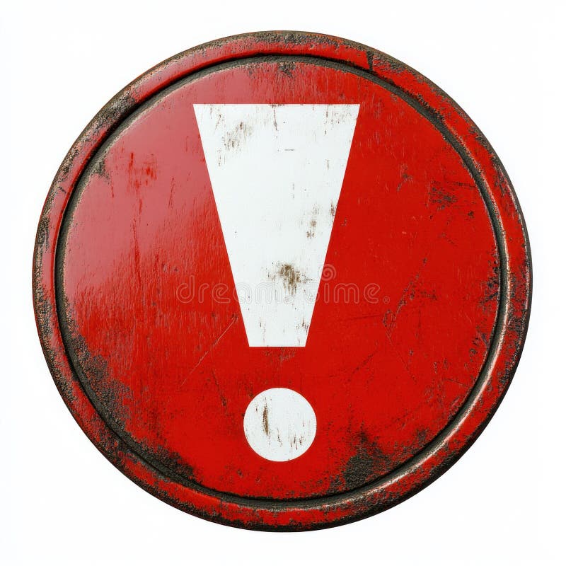 Rusty Red Warning Sign with Exclamation Mark Stock Illustration ...