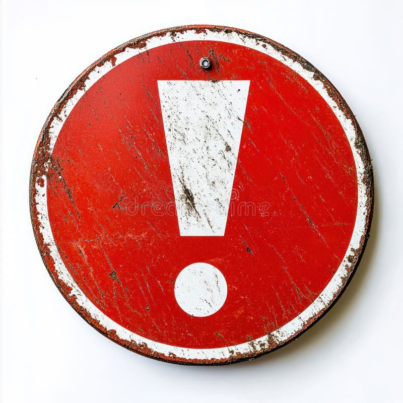 Rusty Red Warning Sign with Exclamation Mark Stock Illustration ...