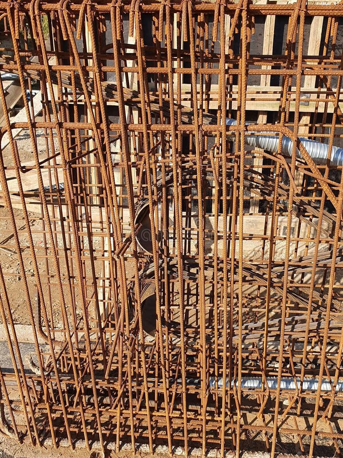 Rusty Reinforcement Bars Pattern Stock Image - Image of site, pattern ...