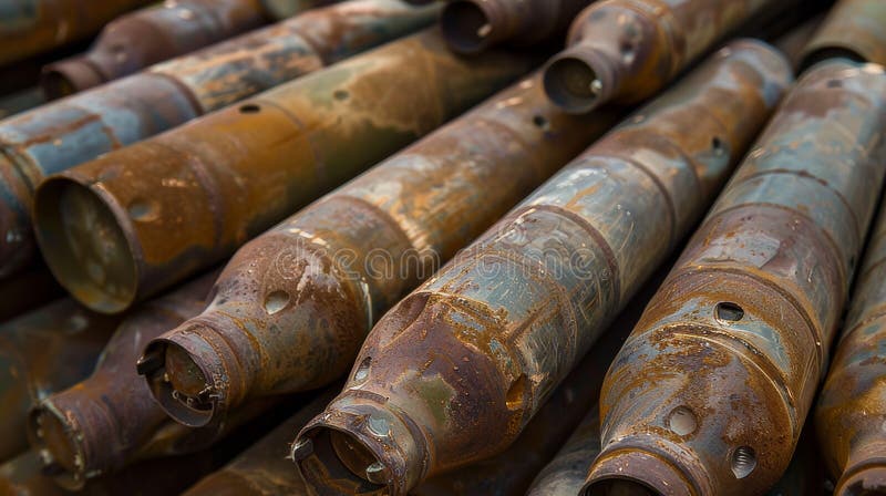 Rusty Remnants: Pile of Abandoned Artillery Shells in Desolation Stock ...
