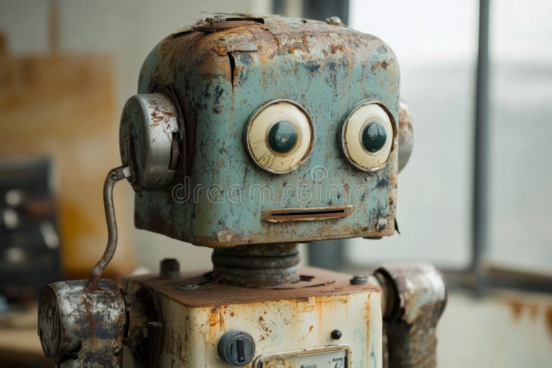 Rusty Retro Robot, Evolution of Artificial Intelligence Stock Photo ...