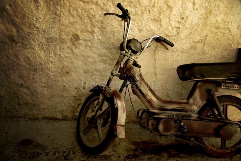 Rusty retro scooter stock photo. Image of classic, leaning - 1109056