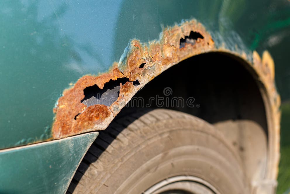 Rusty Right Wing of Car, Corrosive Defect. Corrosion and Rust Stock ...