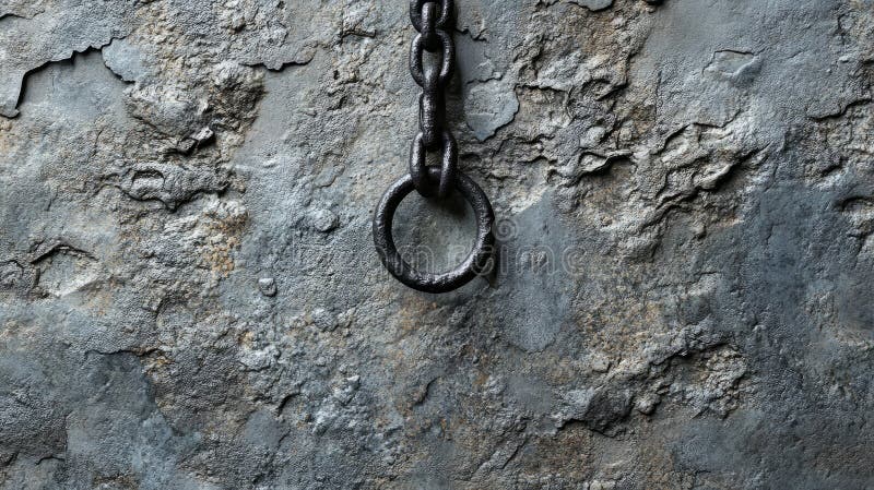 Rusty Ring with Chain on a Textured Concrete Wall. Stock Photo - Image ...