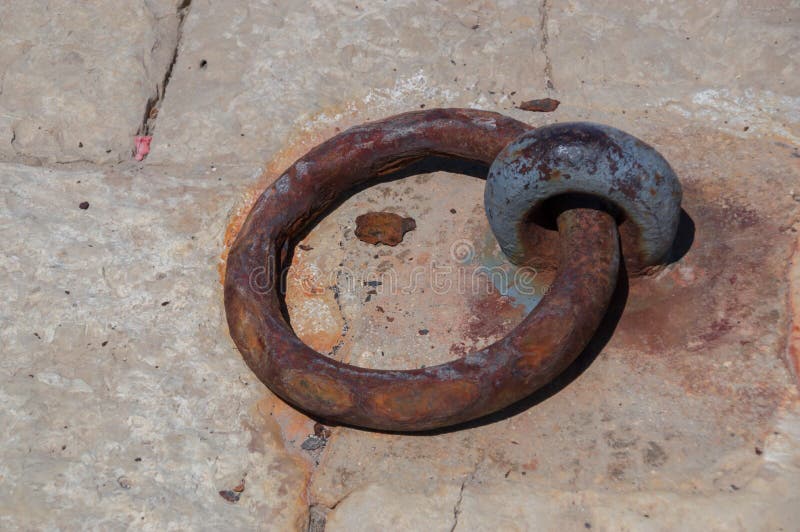 Rusty Ring at Waterfront in Valletta, Malta. Stock Image - Image of ...