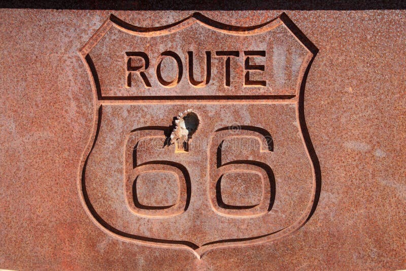Rusty route 66 sign stock photo. Image of steel, mark - 23717868