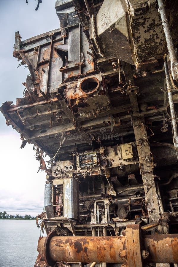 Rusty Ruins of Russian Warship Sawed for Scrap Metal Stock Photo ...
