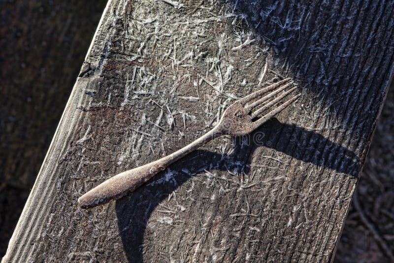 Rusty fork with frost stock photo. Image of fork, wood - 108125384