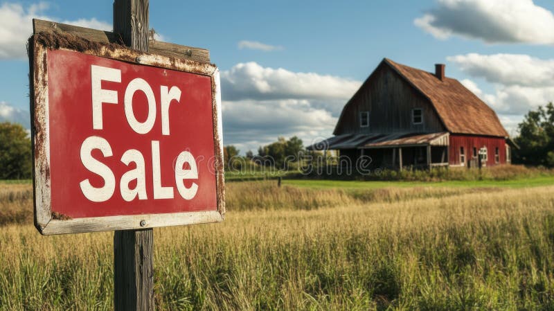 Rusty for Sale Sign in Front of Old Barn Stock Illustration ...
