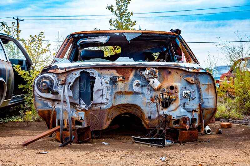 Rusty Salvage Yard Car stock image. Image of sunrise - 101312019