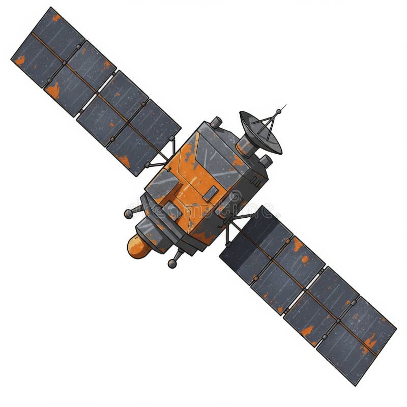 Rusty Satellite in Pixel Art Style Stock Illustration - Illustration of ...
