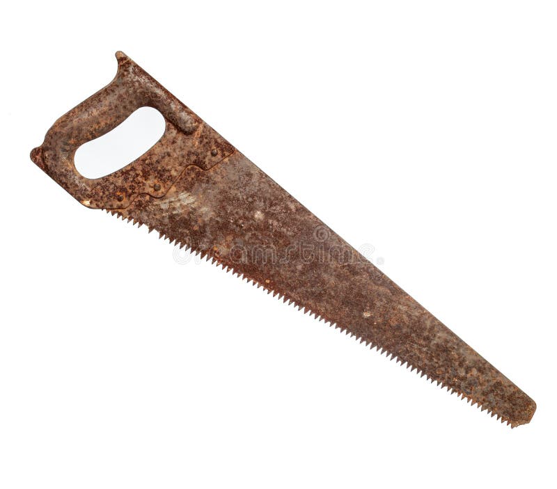 Rusty saw on white stock photo. Image of handsaw, edge - 45857308