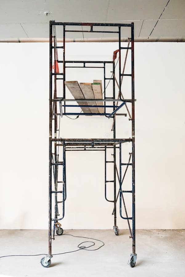 Rusty Scaffold White Empty Wall Stock Photo - Image of pathways, safety ...