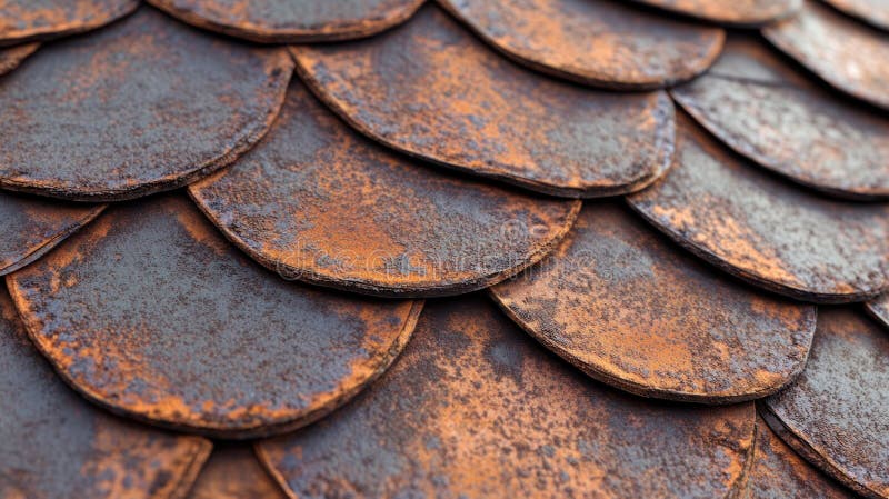 Rusty Scaled Roof Tiles stock photo. Image of elements - 385874110
