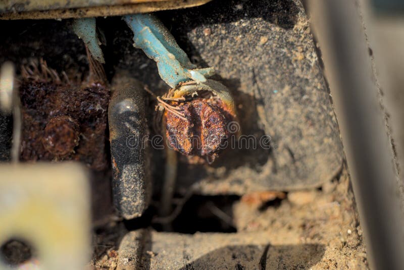 Rusty and Copper Wire in an Old Iron Stock Photo - Image of rusty, wire ...