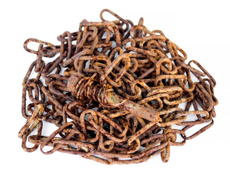 Rusty Lying on a Rusty Chain Isolated Stock Photo - Image of aging ...