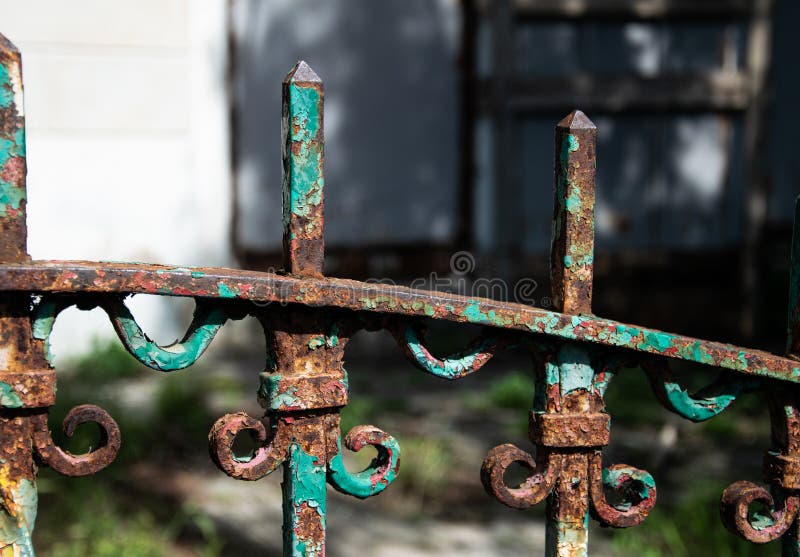 Rusty Section of Decorative Metal Fencing Stock Photo - Image of arched ...